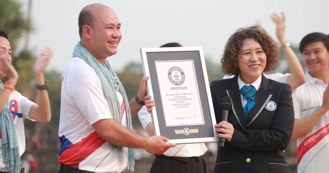 Cambodia Earns World Record Title for Largest Display of Origami Hearts ...