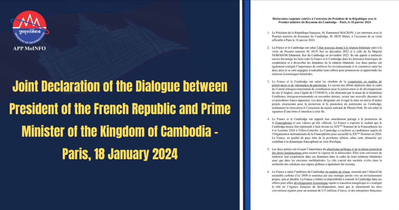 Joint Declaration of the Dialogue between President of the French ...