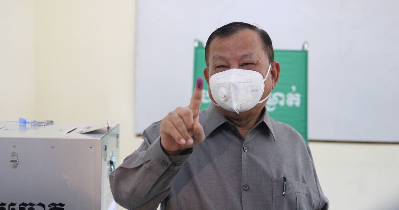 Samdech Say Chhum and Spouse Casts Their Ballots in Phnom Penh ...
